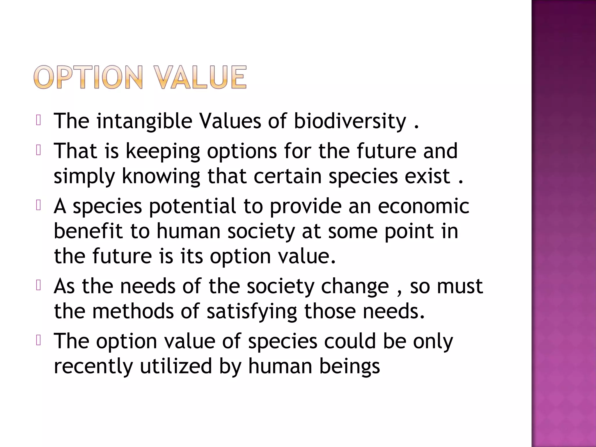 value of biodiversity | PPT