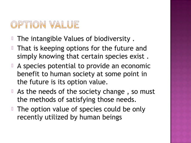 value of biodiversity | PPT | Environment | Science