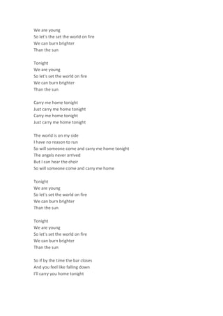 Set The World On Fire Lyrics