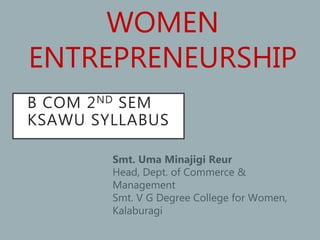 Role of Women Entrepreneurship in Economic Development | PPTX