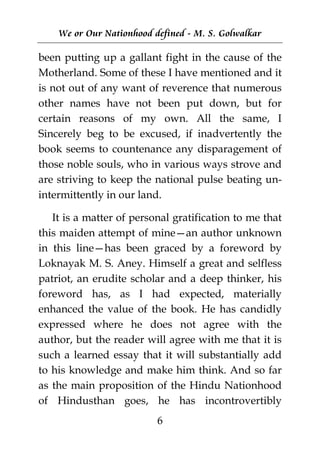 We or-our-nationhood-defined-shri-m-s-golwalkar | PDF