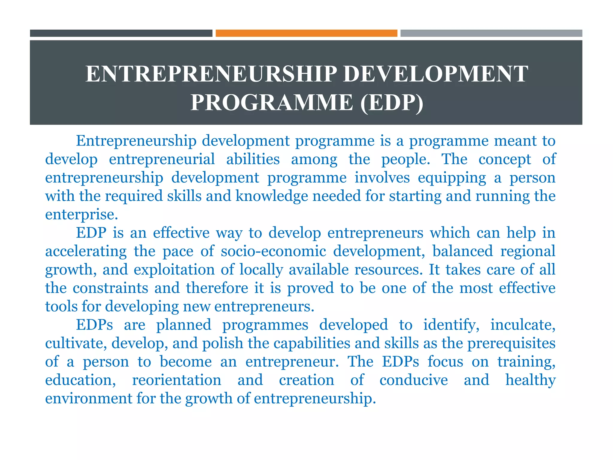 Entrepreneurship Development Programme (EDP) | PPTX