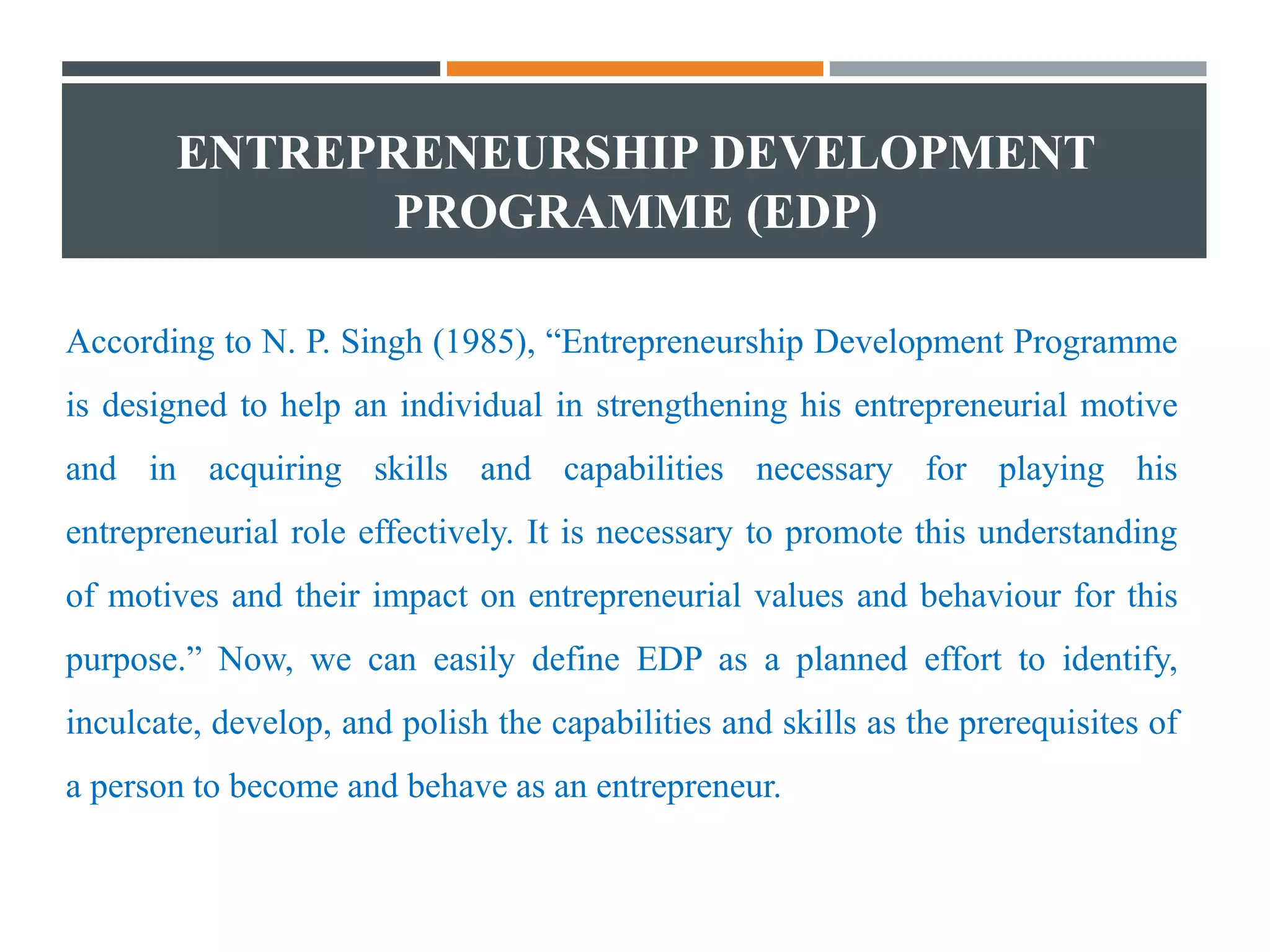 Entrepreneurship Development Programme (EDP) | PPTX
