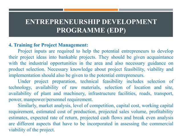 Entrepreneurship Development Programme (EDP) | PPTX | Business ...