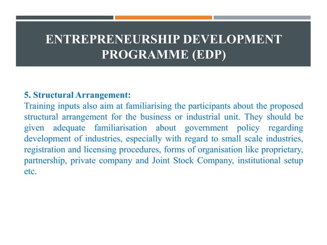 Entrepreneurship Development Programme (EDP) | PPTX | Business ...