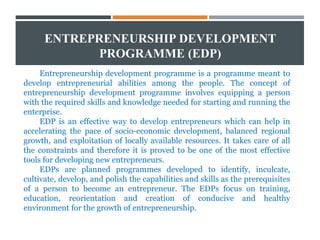 Entrepreneurship Development Programme (EDP) | PPTX | Business ...