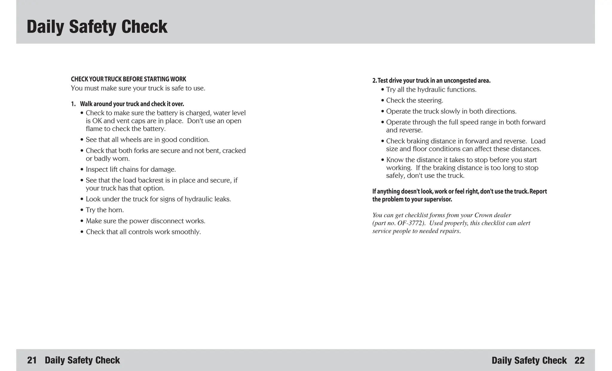Crown forklift we/ws 2300 manual operator guide | PDF