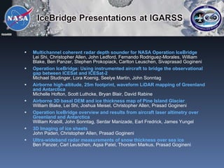WE2.L10.4: OPERATION ICEBRIDGE: USING INSTRUMENTED AIRCRAFT TO BRIDGE ...