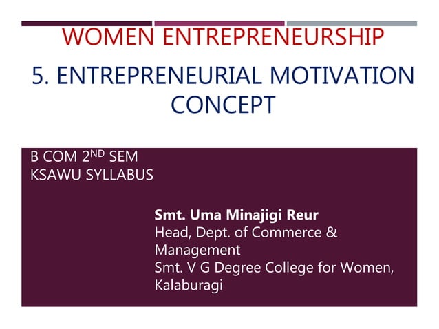 Entrepreneurial motivation concept | PPTX | Startups | Business