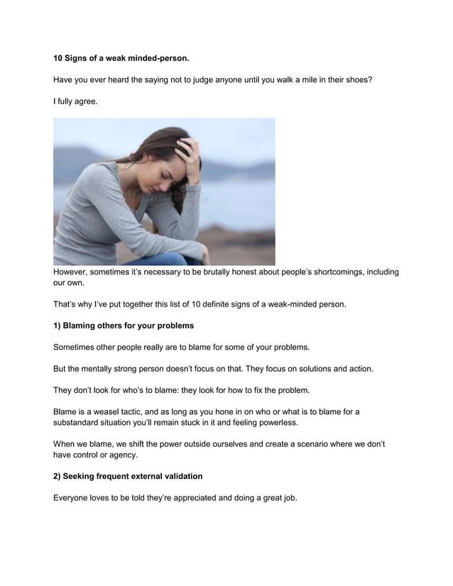 10 Signs of a weak minded-person. | PDF