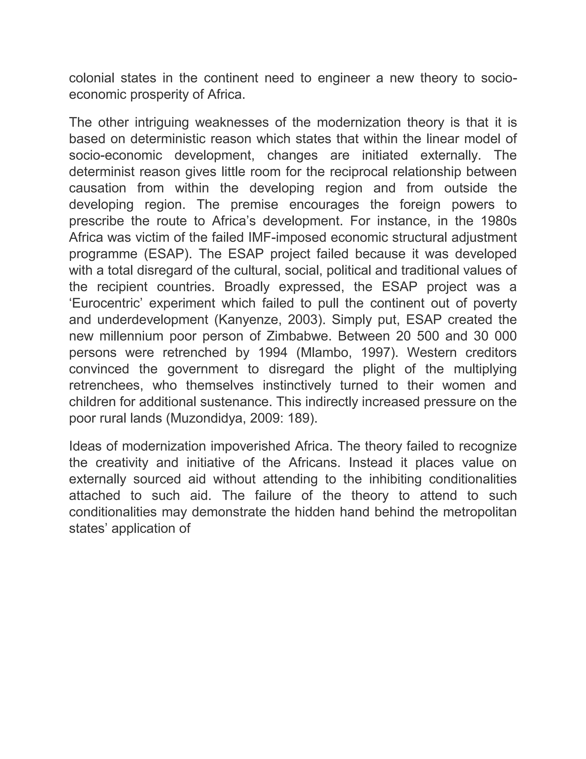 Weaknesses and strenths of modernization theory | DOCX