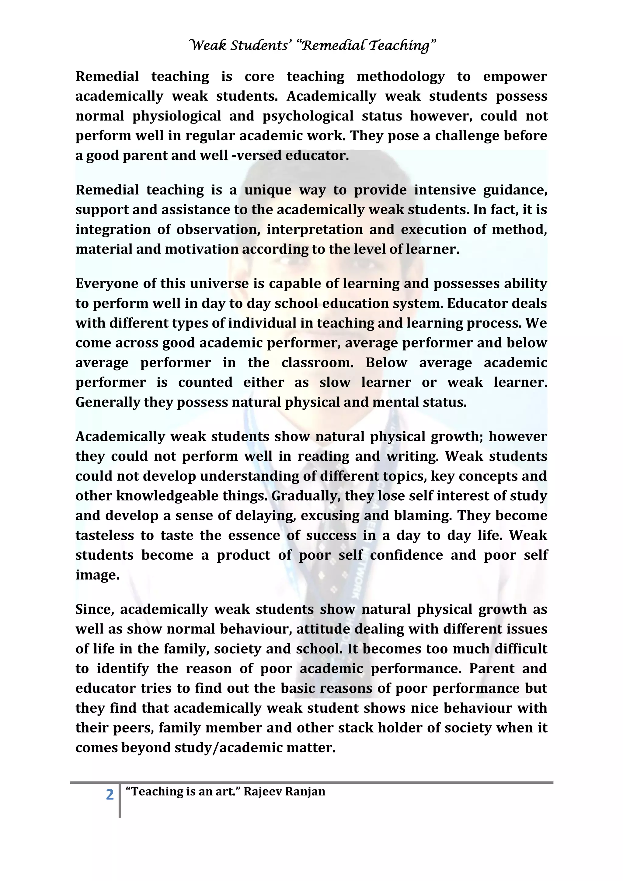 Weak students remedial teaching tips and techniques for teachers and ...