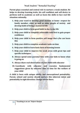 Weak students remedial teaching tips and techniques for teachers and ...