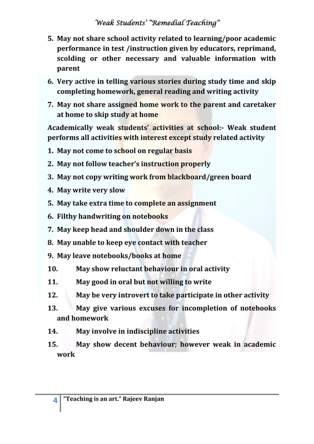 Weak students remedial teaching tips and techniques for teachers and ...