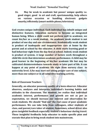 Weak students remedial teaching tips and techniques for teachers and ...