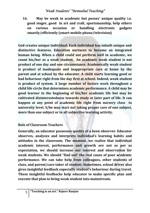 Weak students remedial teaching tips and techniques for teachers and ...