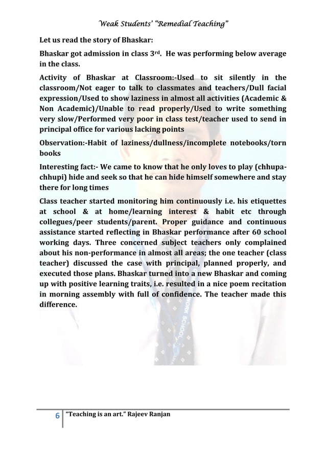 Weak students remedial teaching tips and techniques for teachers and ...