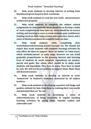 Weak students remedial teaching tips and techniques for teachers and ...