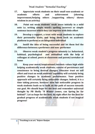 Weak students remedial teaching tips and techniques for teachers and ...
