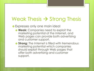 Weak thesis strong thesis | PPT