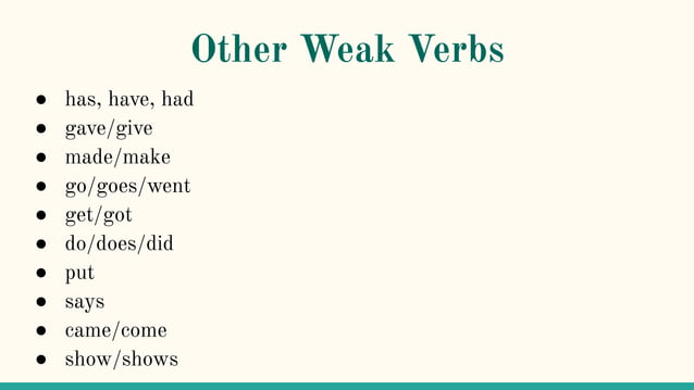 Weak Verbs.pdfjjjkkftuuiijhse57iikgfuijkf | PDF