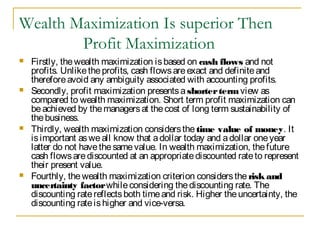 Wealth Maximization is superior then the profit maximization | PPT