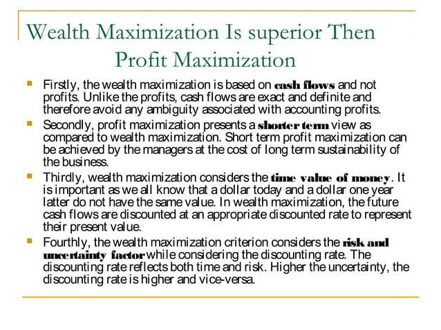 Wealth Maximization is superior then the profit maximization | PPT