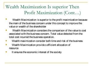 Wealth Maximization is superior then the profit maximization | PPT