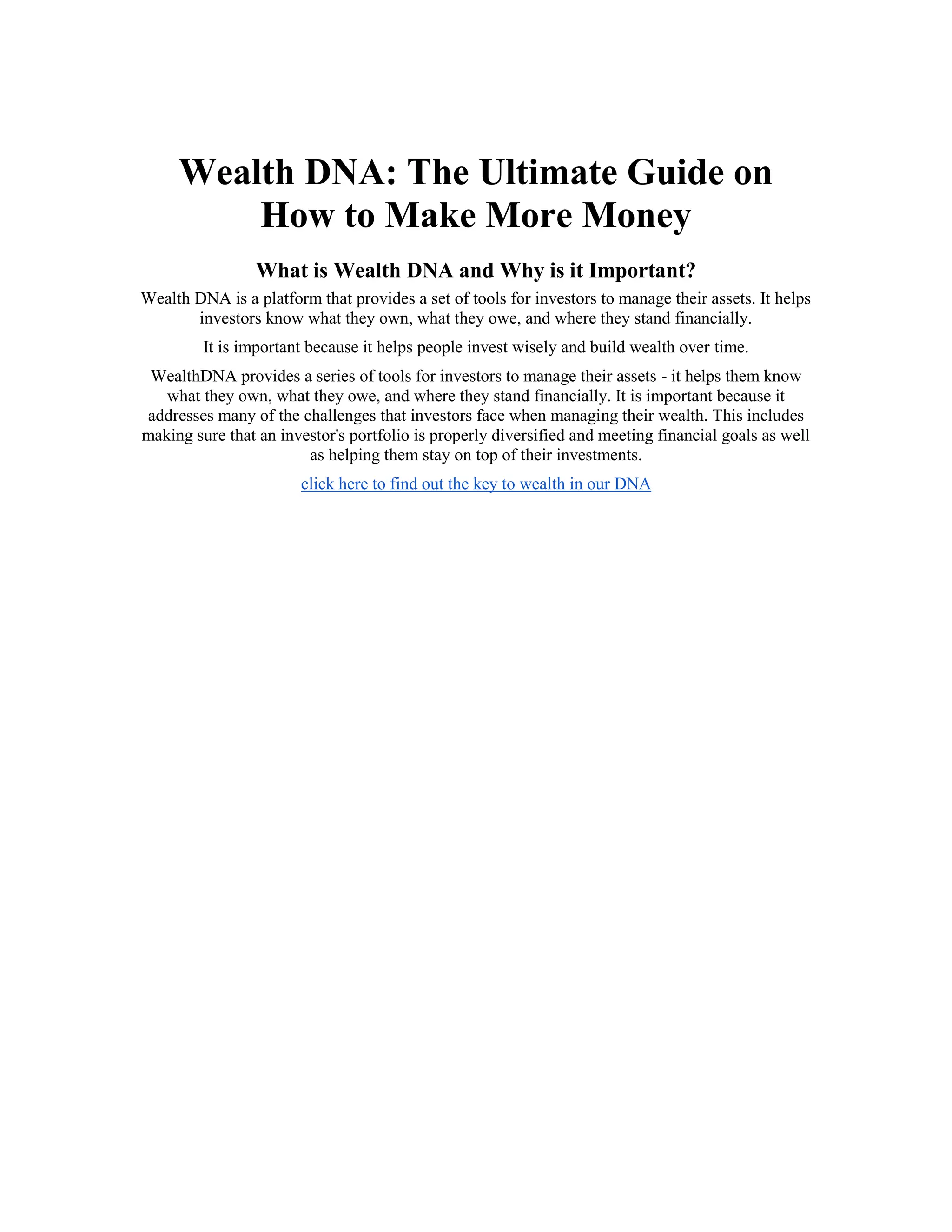 wealth-dna (1).docx | Financial Planning | Personal Finance
