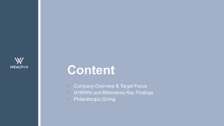 Ultra High Net Worth (UHNW) Population & Philanthropic Giving | PPTX