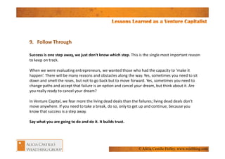 Lessons learned as a Venture Capitalist | PPT