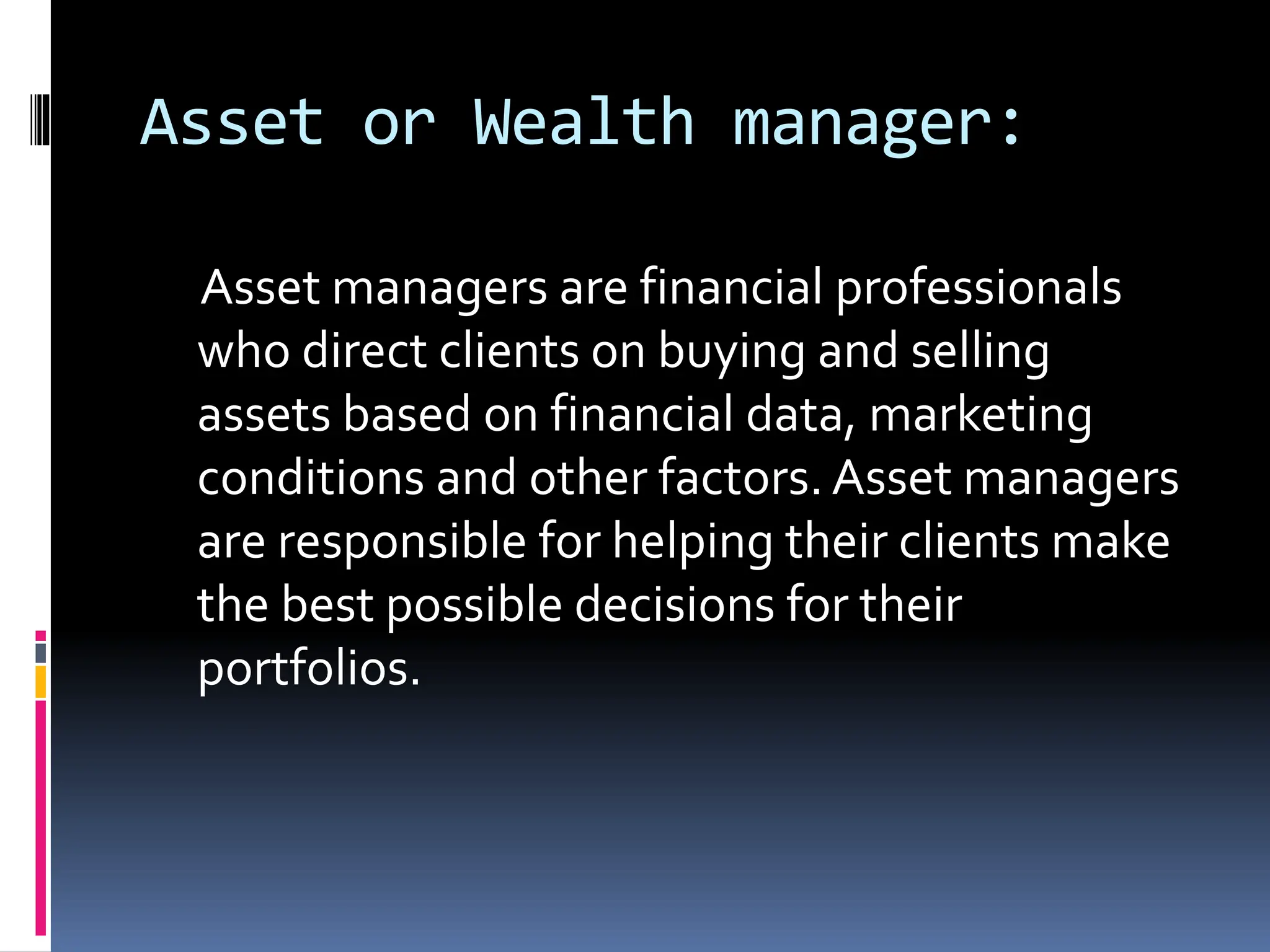 wealth management of Investment banking. | PPTX