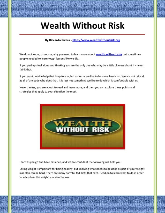 Wealth without risk | PDF