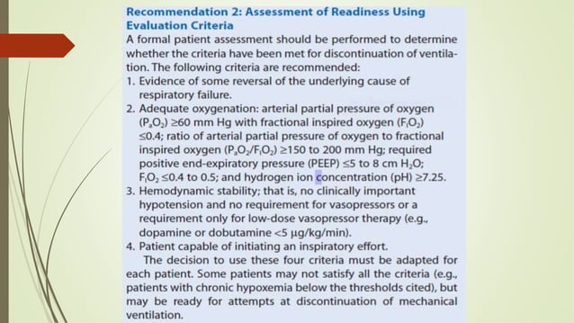 mechanical ventilation weaning | PPTX | Lung and Respiratory Health ...