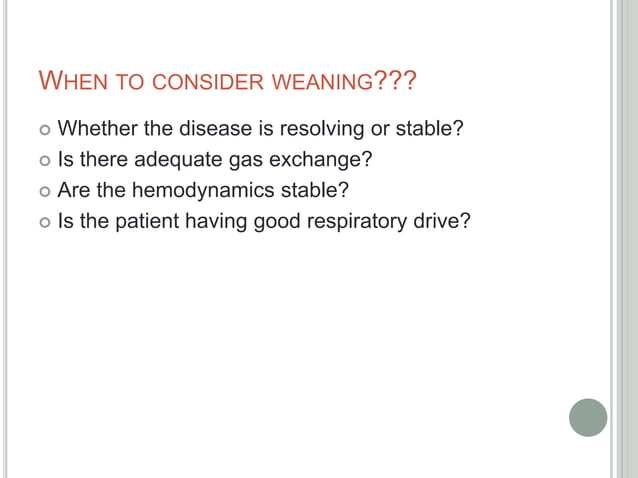 Weaning and extubation | PPTX | Lung and Respiratory Health | Diseases ...