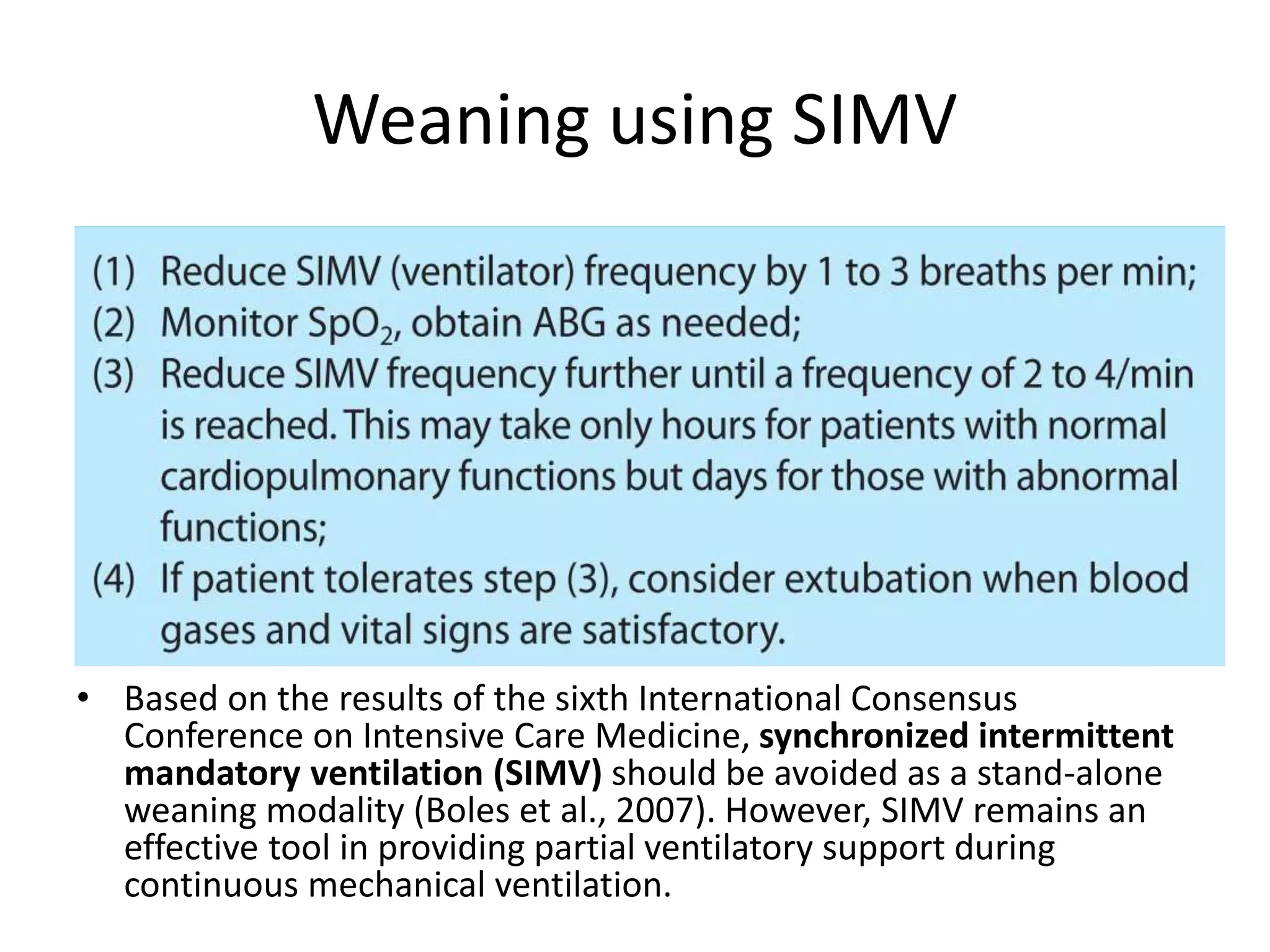 Mechanical Ventilation: Weaning Process – IUJLEO