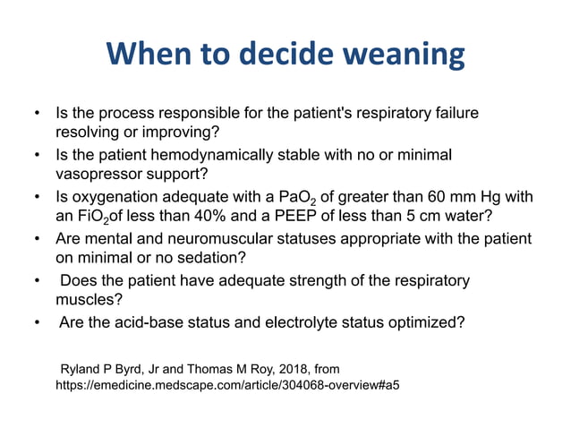 Weaning from mechanical ventilation and extubation by dr tareq | PPTX