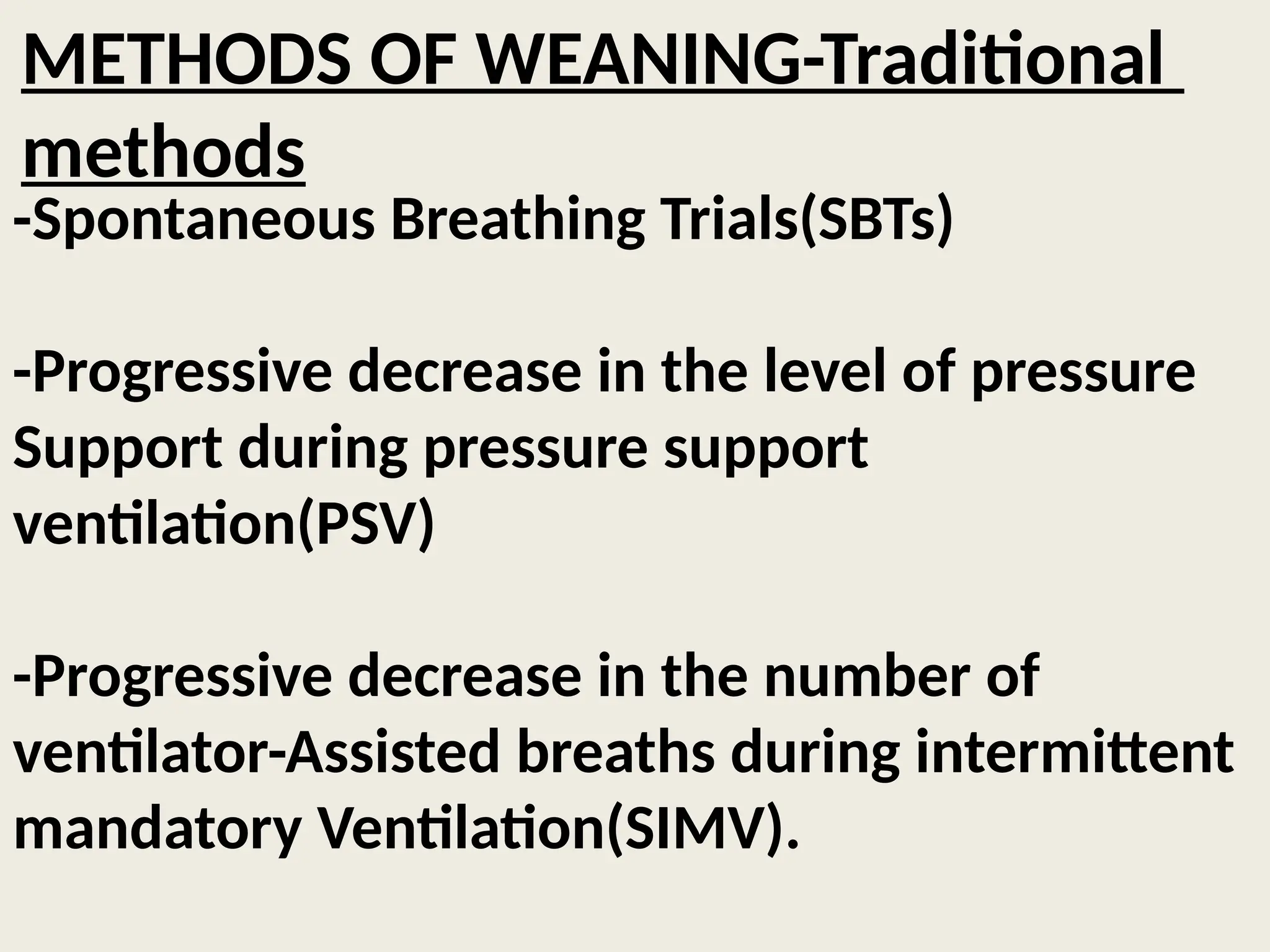 Weaning Modes of Mechanical Ventilation: Principles and Practices | PPTX