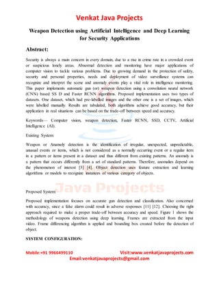 Weapon detection using artificial intelligence and deep learning for security applications | PDF