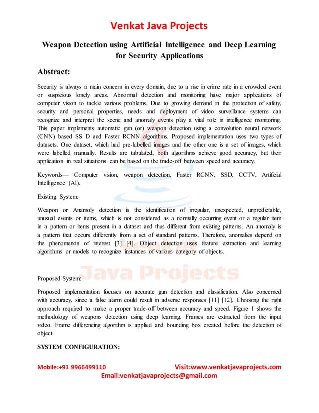 Weapon detection using artificial intelligence and deep learning for ...