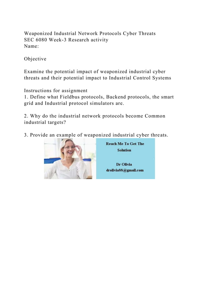 Weaponized Industrial Network Protocols Cyber ThreatsSEC 6080 Week.docx