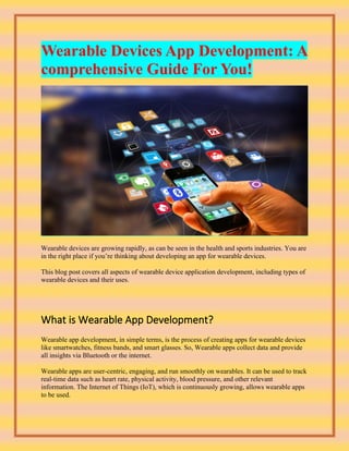 Wearable Devices App Development: A comprehensive Guide For You! | PDF