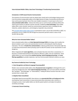 Voice-Activated Walkie Talkies, How Smart Technology is Transforming ...