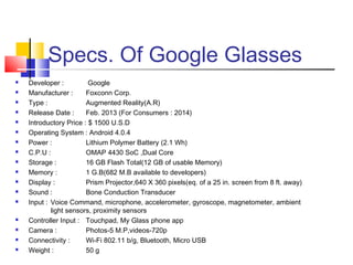 Augmented Reality(Google Glasses,And others) | PPT