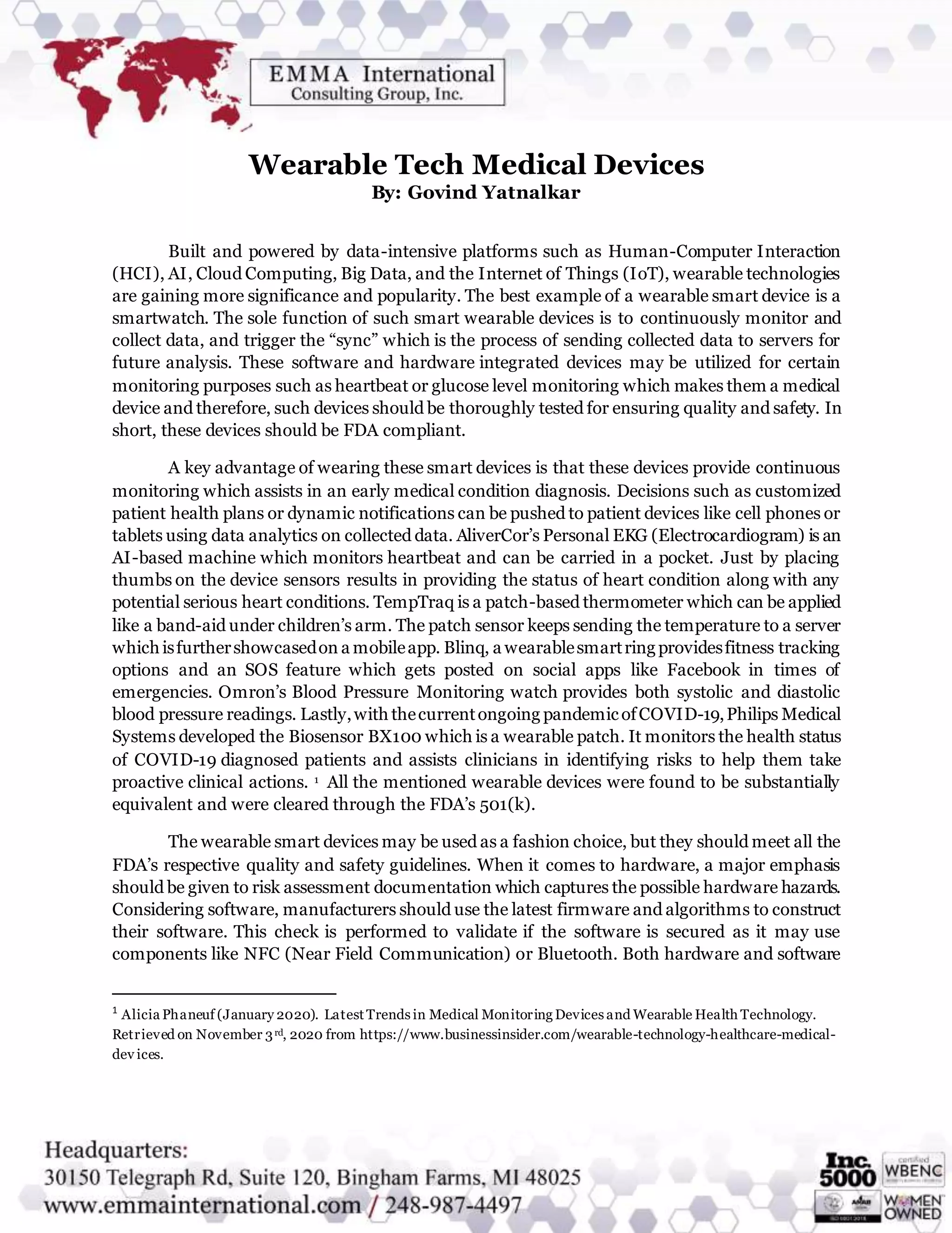 Wearable Tech Medical Devices | DOCX