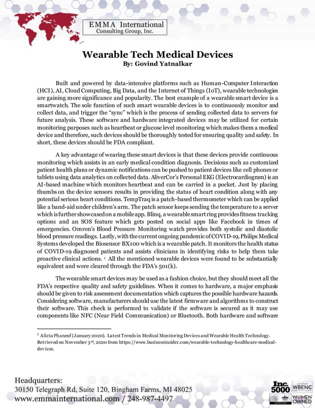 Wearable Tech Medical Devices | PDF