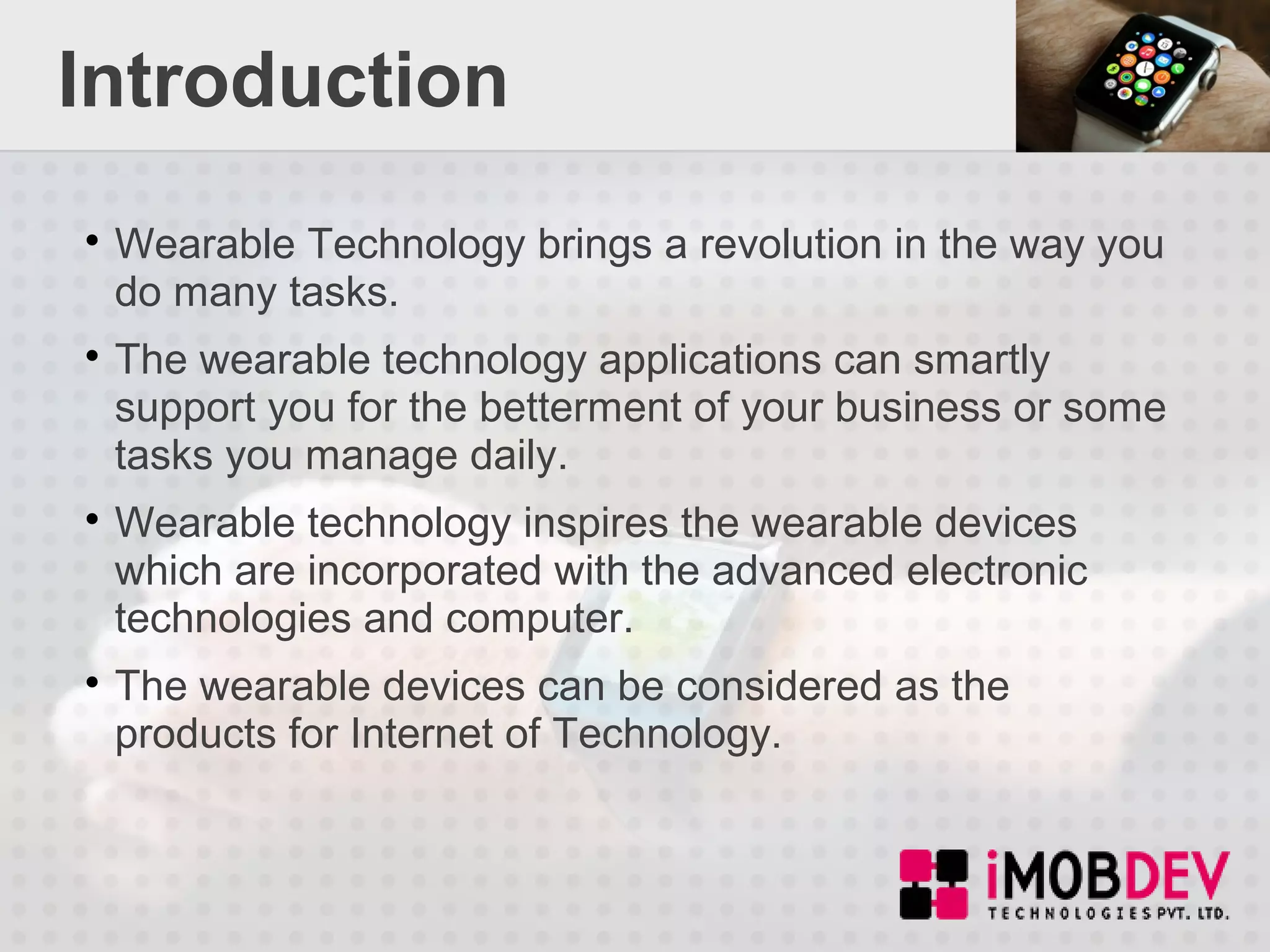 Wearable Technology Applications for Smart Solutions | PPT