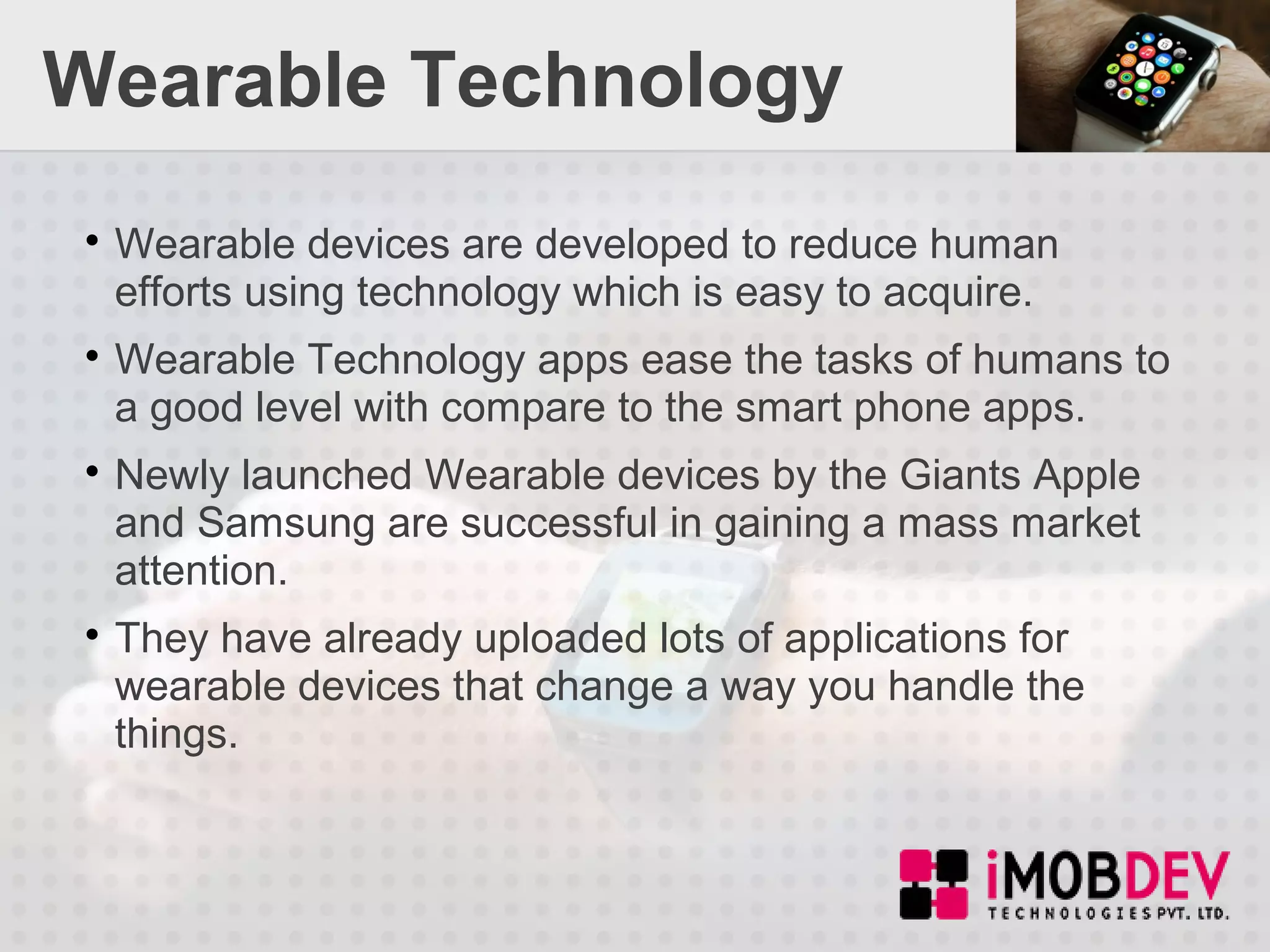 Wearable Technology Applications for Smart Solutions | PPT