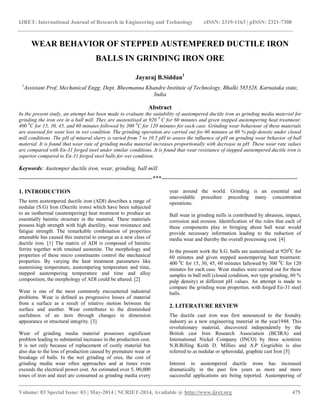 Wear behavior of stepped austempered ductile iron balls in grinding iron ore | PDF