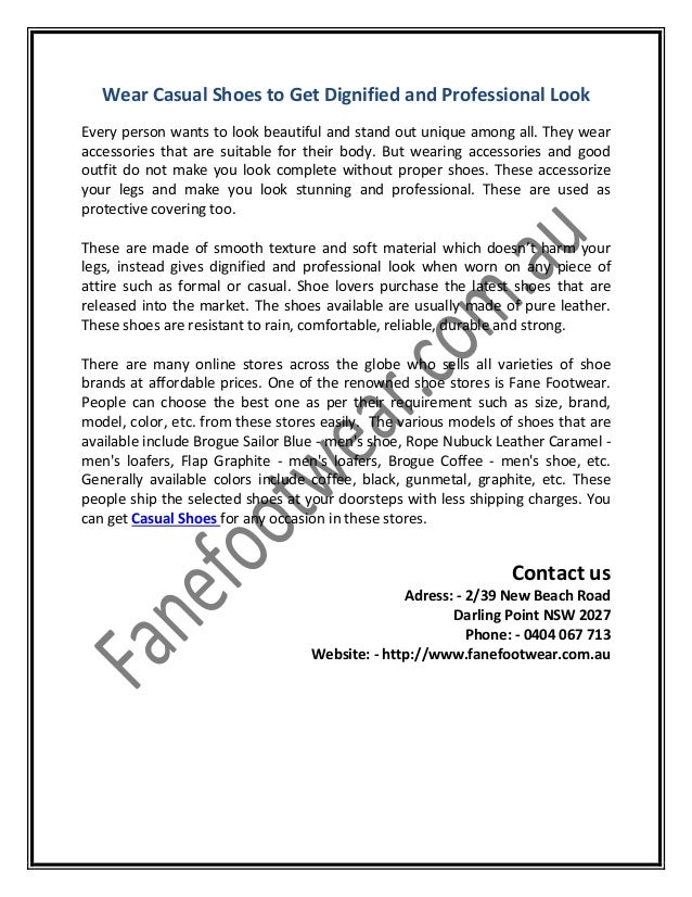 Wear casual shoes to get dignified and professional look | PDF
